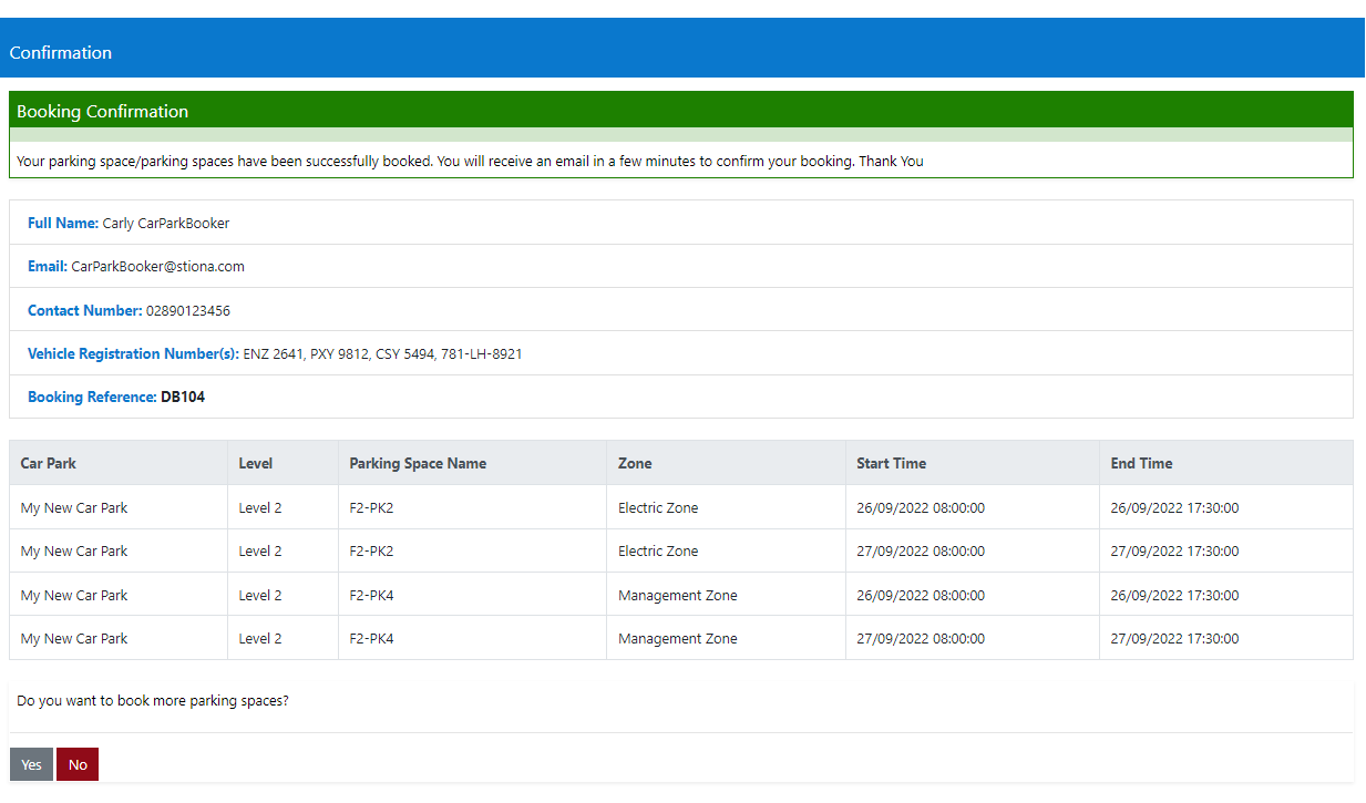 Book Multiple Parking Spaces