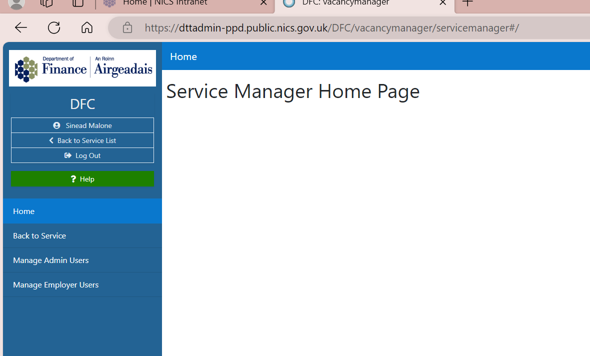 Service Manager for Vacancy Manager Services
