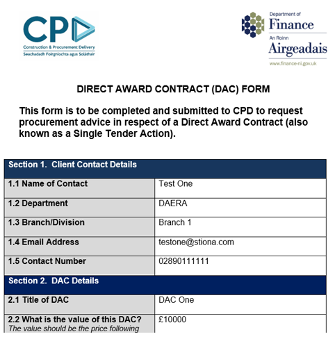 Direct Award Contract (DAC) flow